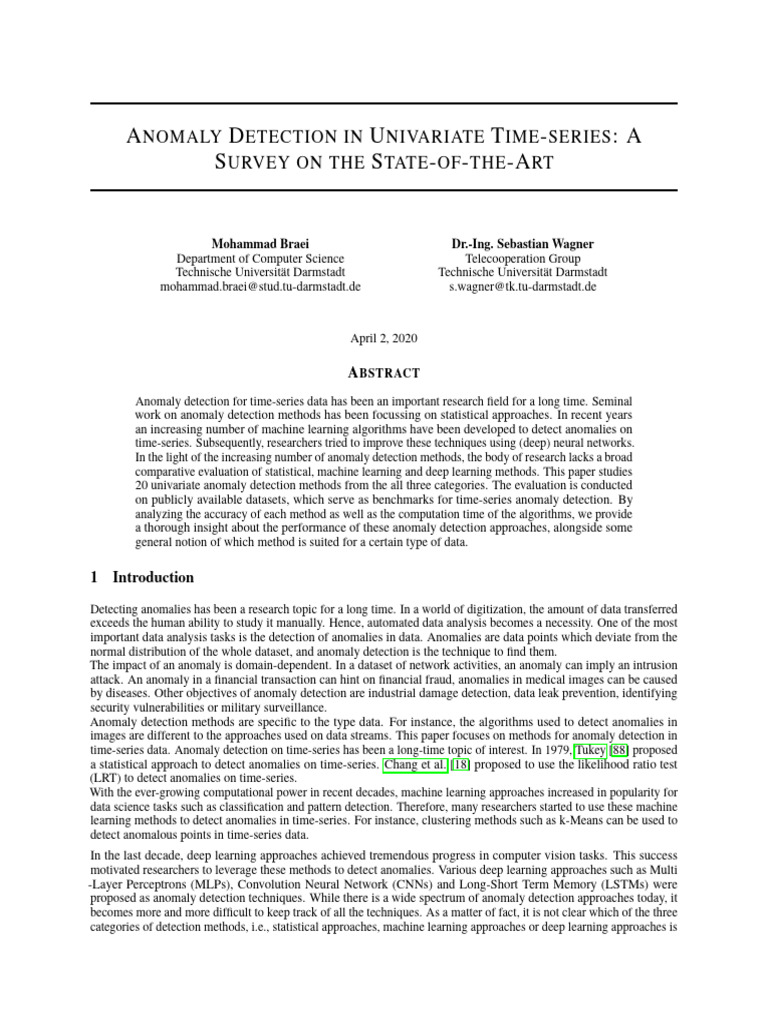 Anomaly Detection In Univariate Time Series Sota Pdf