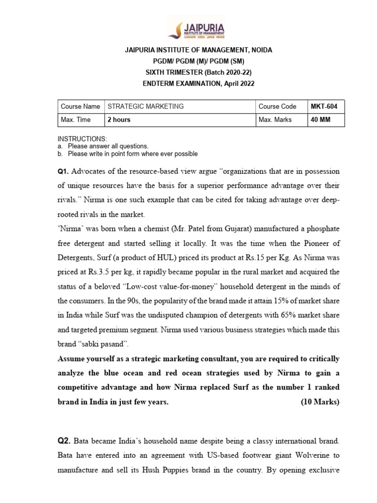 Strategic Marketing | PDF | Business | Finance & Money Management