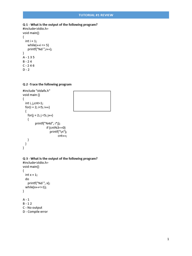 Tutorial1 Questions | PDF