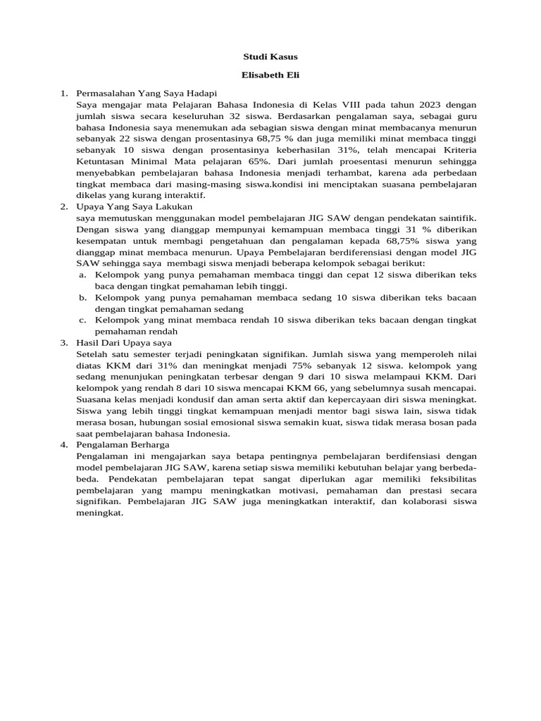 Studi Kasus jadi elisabet eli | PDF