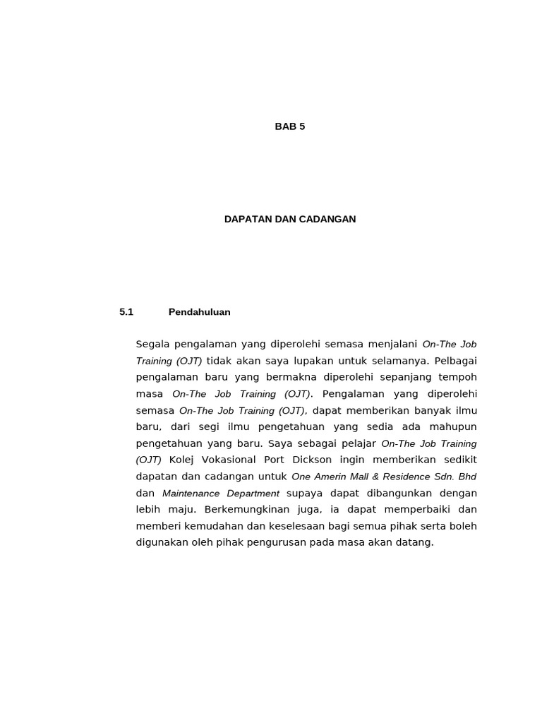 Report OJT Bab 5 | PDF