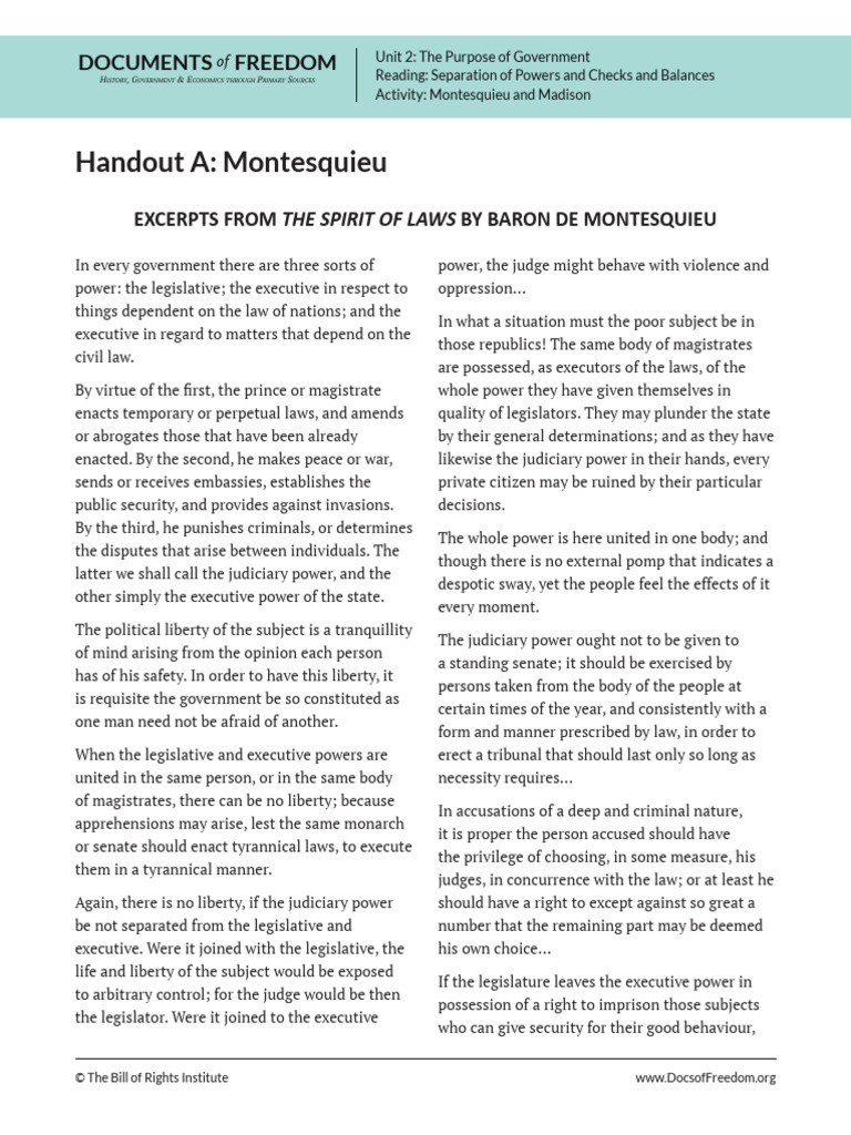 Handout A Montesquieu | PDF