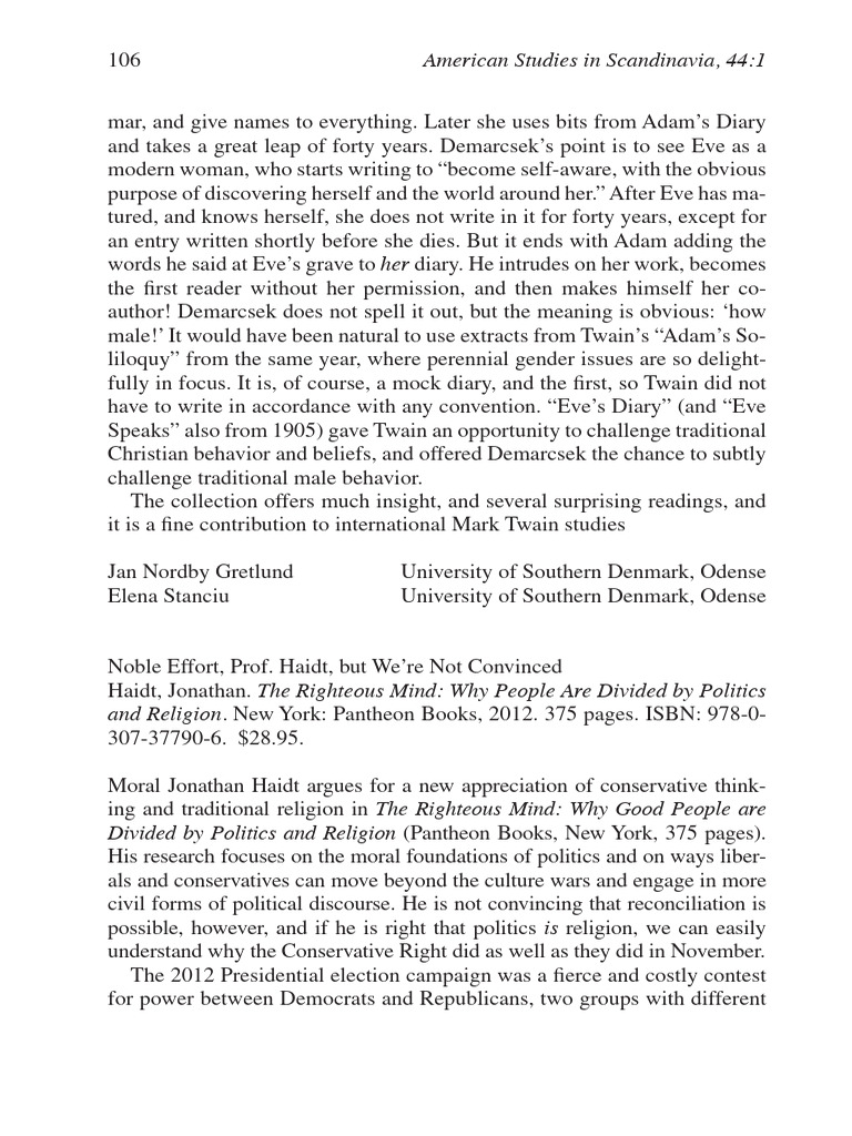 Jonathan Haidts The Righteous Mind Why P | PDF