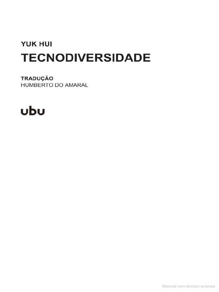 Tecnodiversidade Yuk Hui | PDF