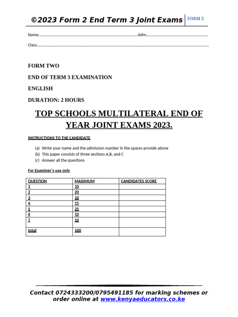 Eng F2 QNS | PDF