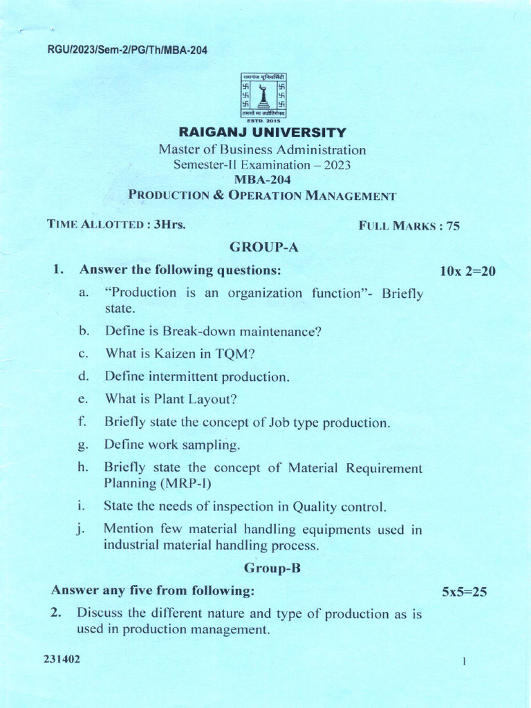 Production & Operation Management | PDF