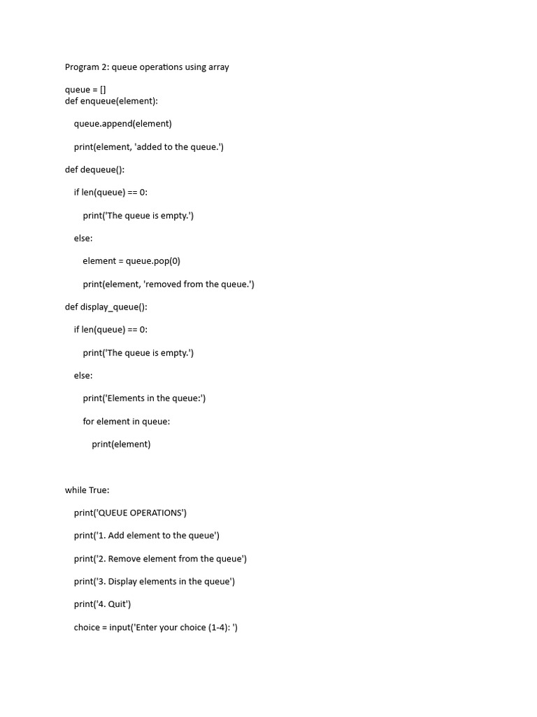 Program 2-Queue Operations | PDF