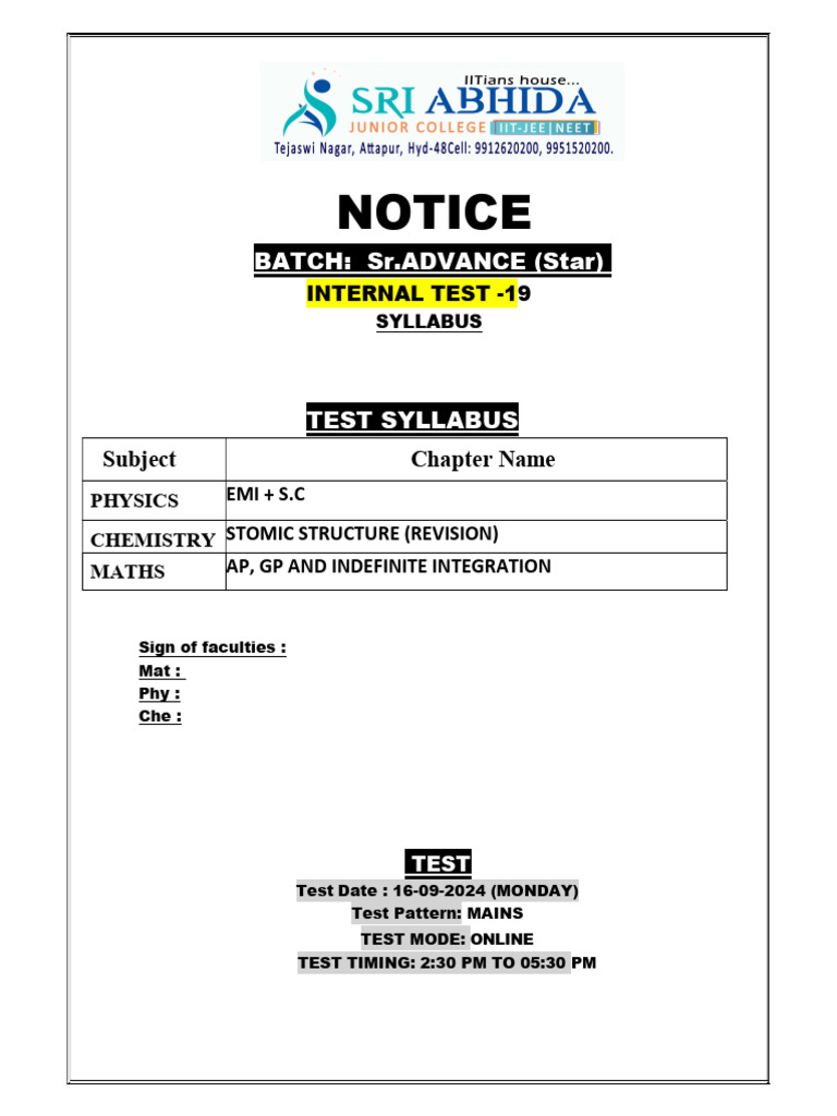 Sr.adv (Star) Syllabus | PDF