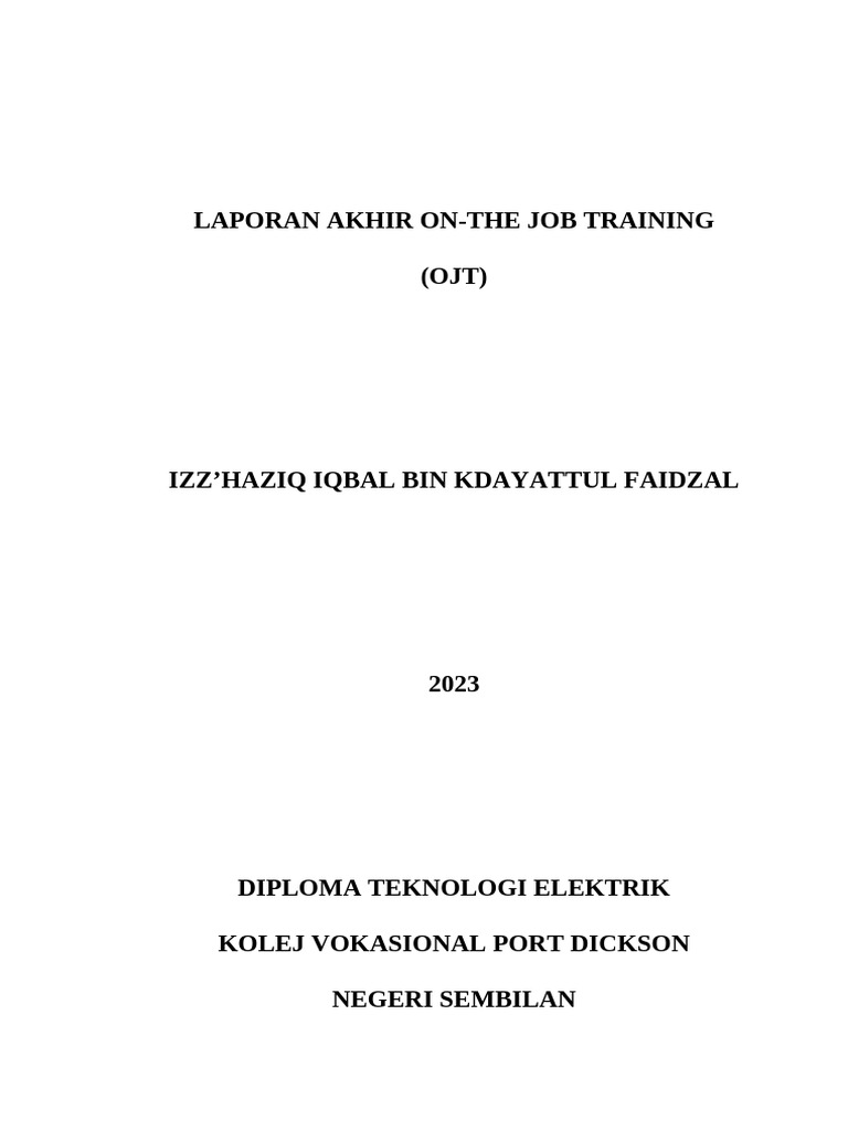 Template Penulisan Lap Akhir OJT 300118 | PDF