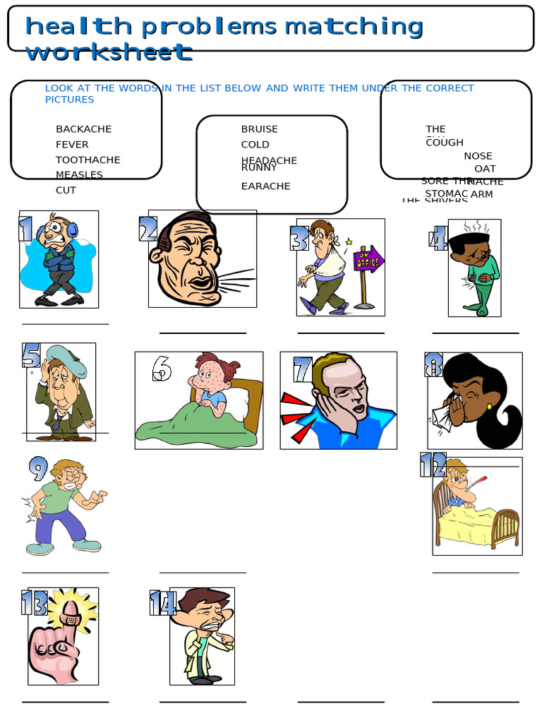 Health Problems Worksheet Flashcards 124215 | PDF