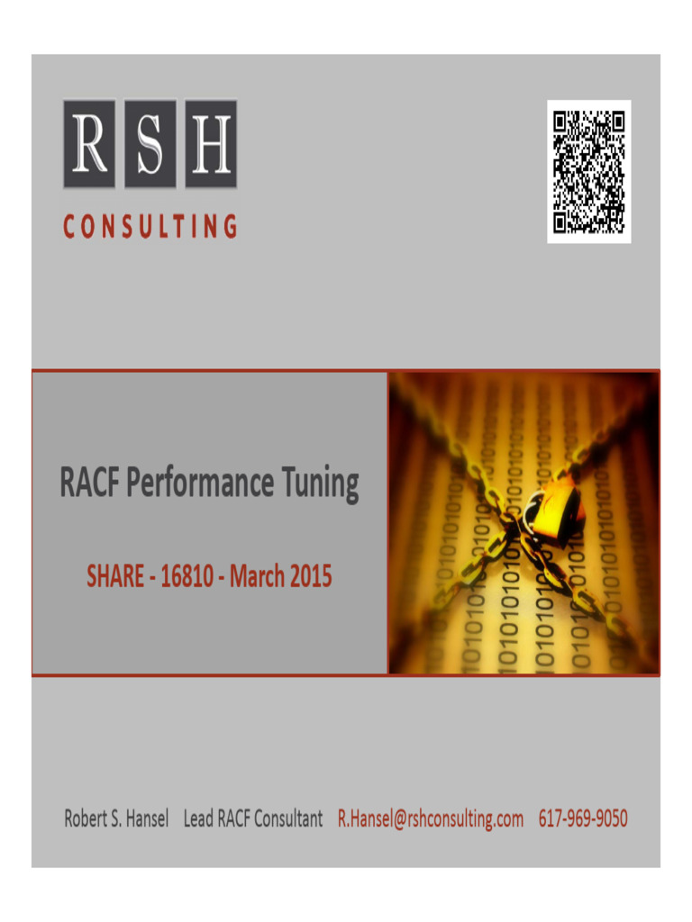 RSH Consulting - RACF Performance Tuning - SHARE | PDF | Databases | Cache (Computing)