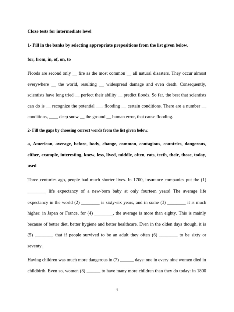 Cloze tests synthesis | PDF