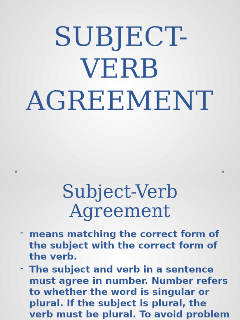 Subject Verb Agreement | PDF