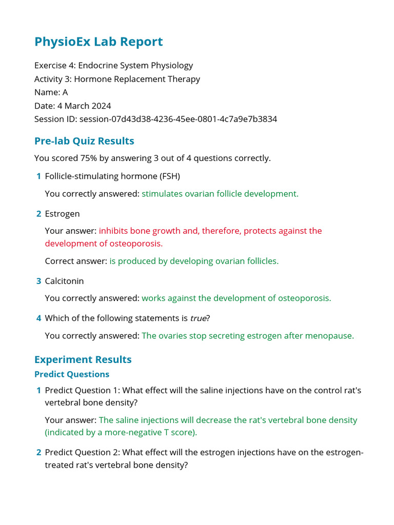 PhysioEx Exercise 4 Activity 3 | PDF