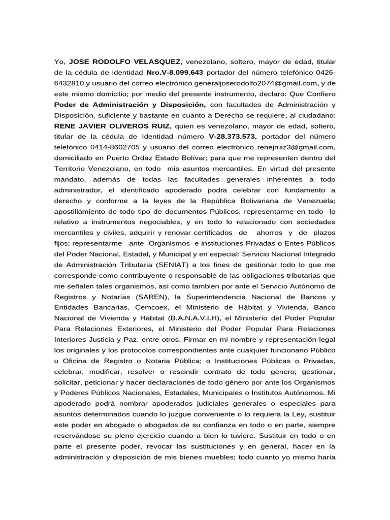 PODER JOSE RODOLFO | PDF