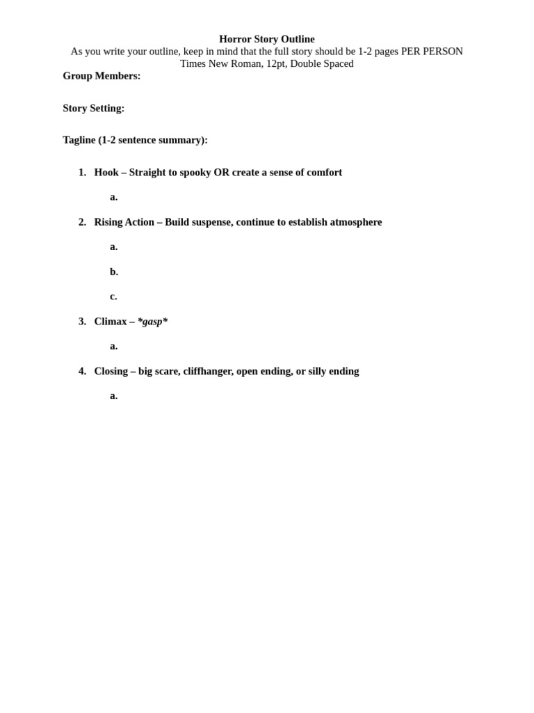 Horror Story Outline | PDF