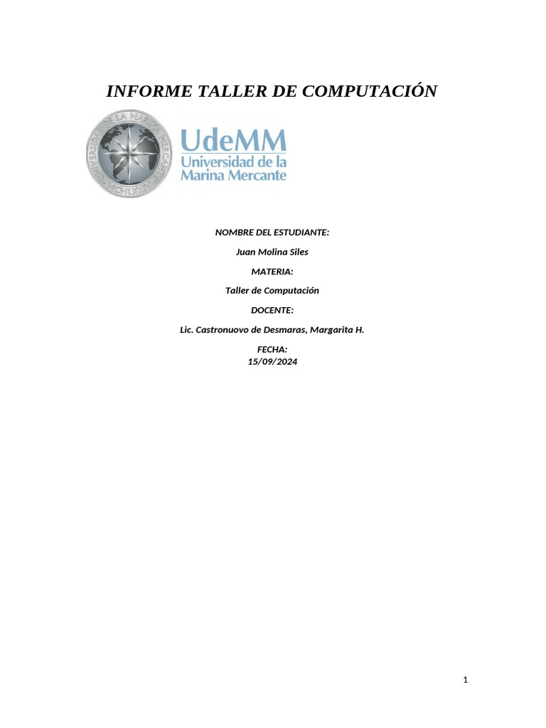 Informe Taller de Computacion | PDF