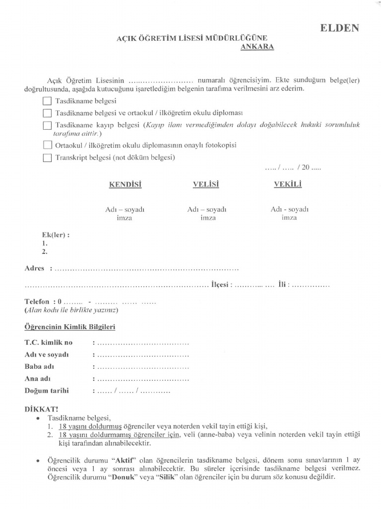 Tasdikname Dilekcesi | PDF