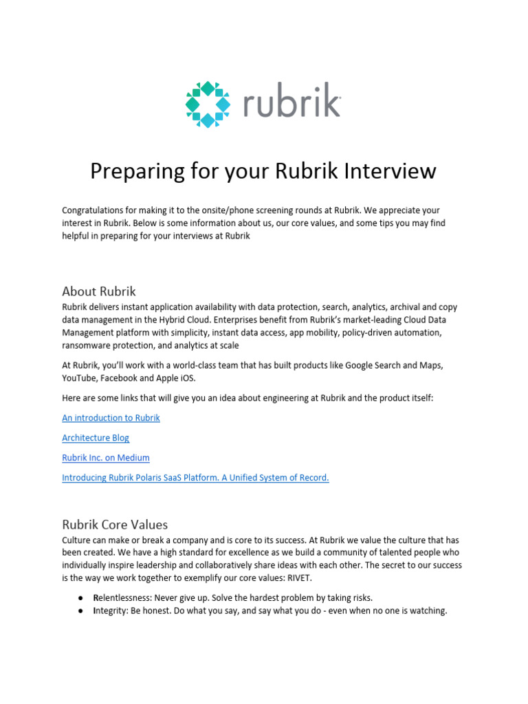 Preparing For Your Rubrik Interview | PDF | Computer Programming ...