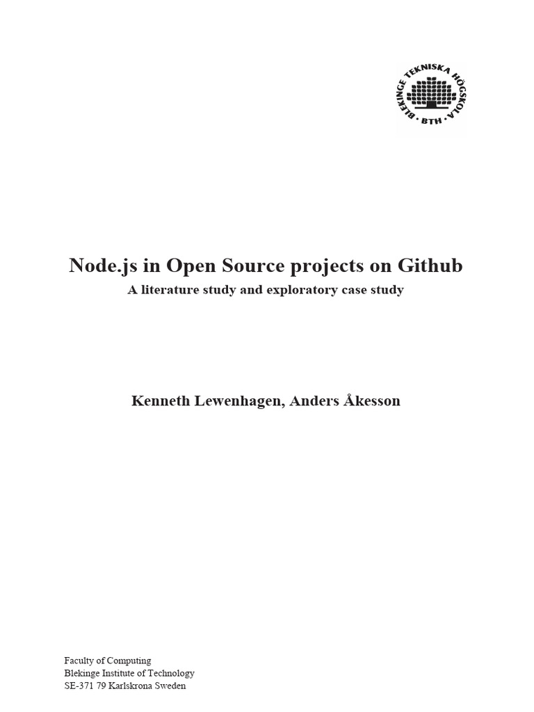 Kenneth Lewenhagen, Anders Åkesson - Node - Js in Open Source Projects On Github | PDF ...