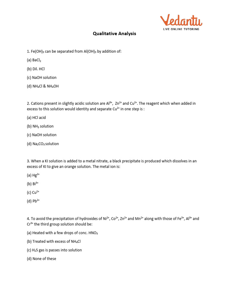 JEE - Chemistry - Qualitative Analysis | PDF