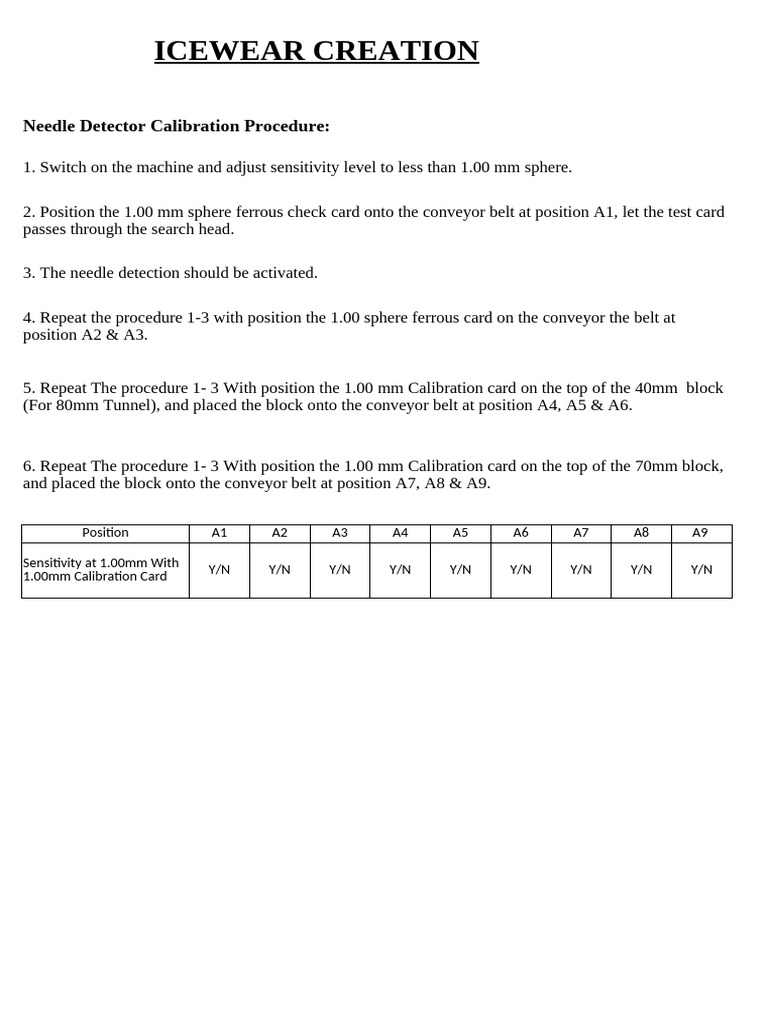 Needle Detector Calibration Procedure | PDF | Technology & Engineering
