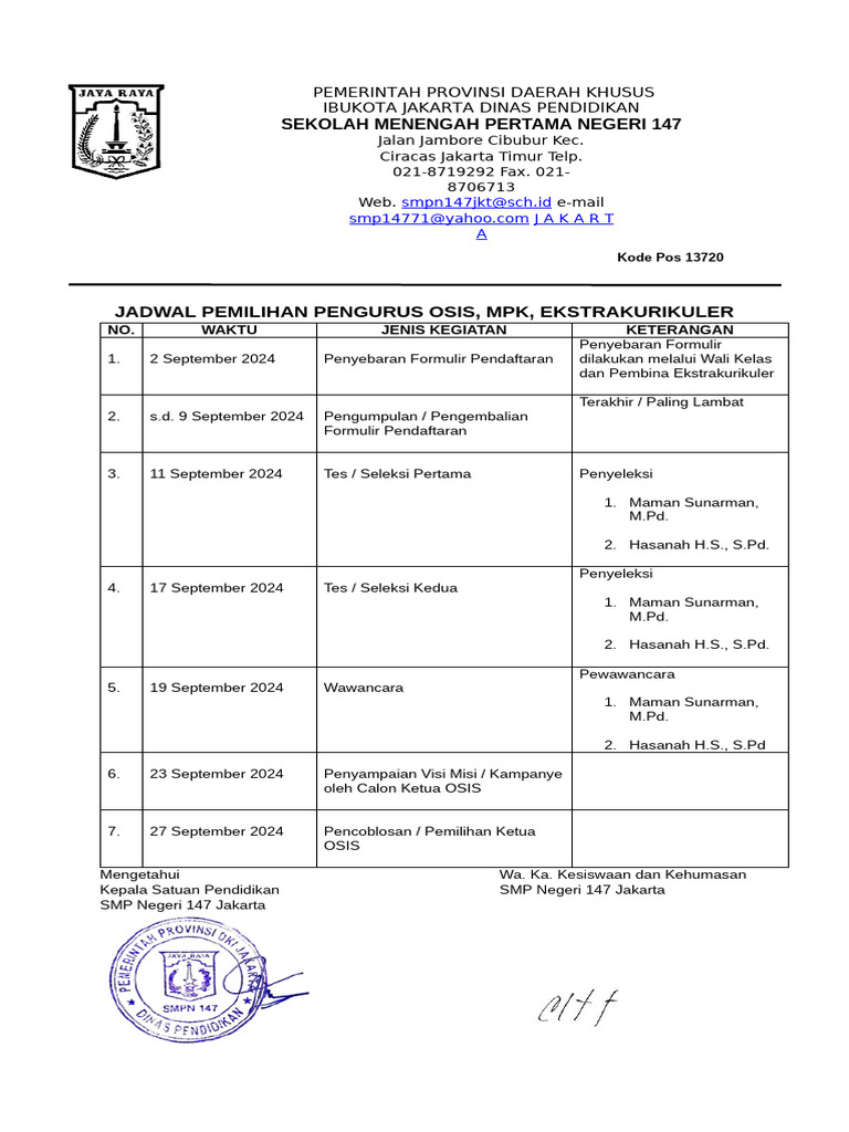 Agenda Pemilihan Osis, MPK, Ekskur | PDF