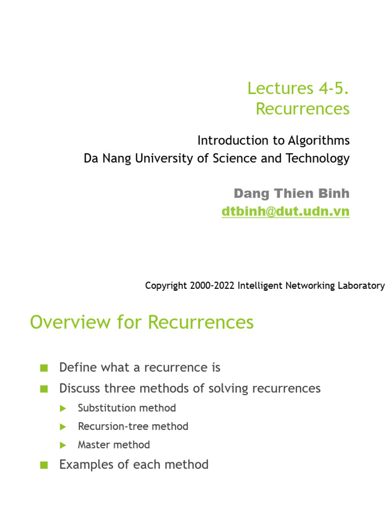 Lectures 4-5 - Recurrences | PDF