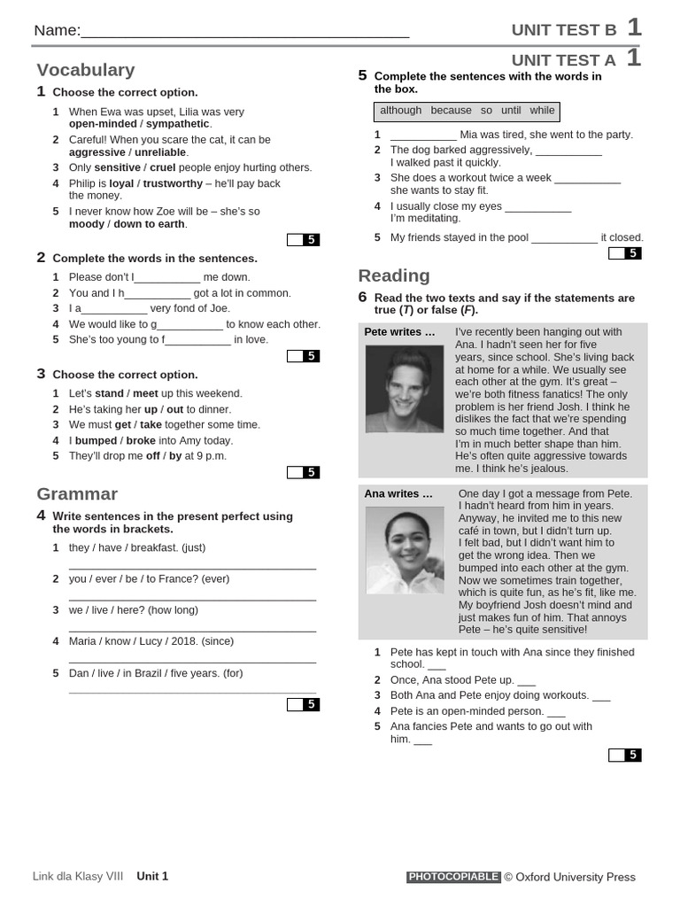 Link L8 U1 Unit TestB | PDF
