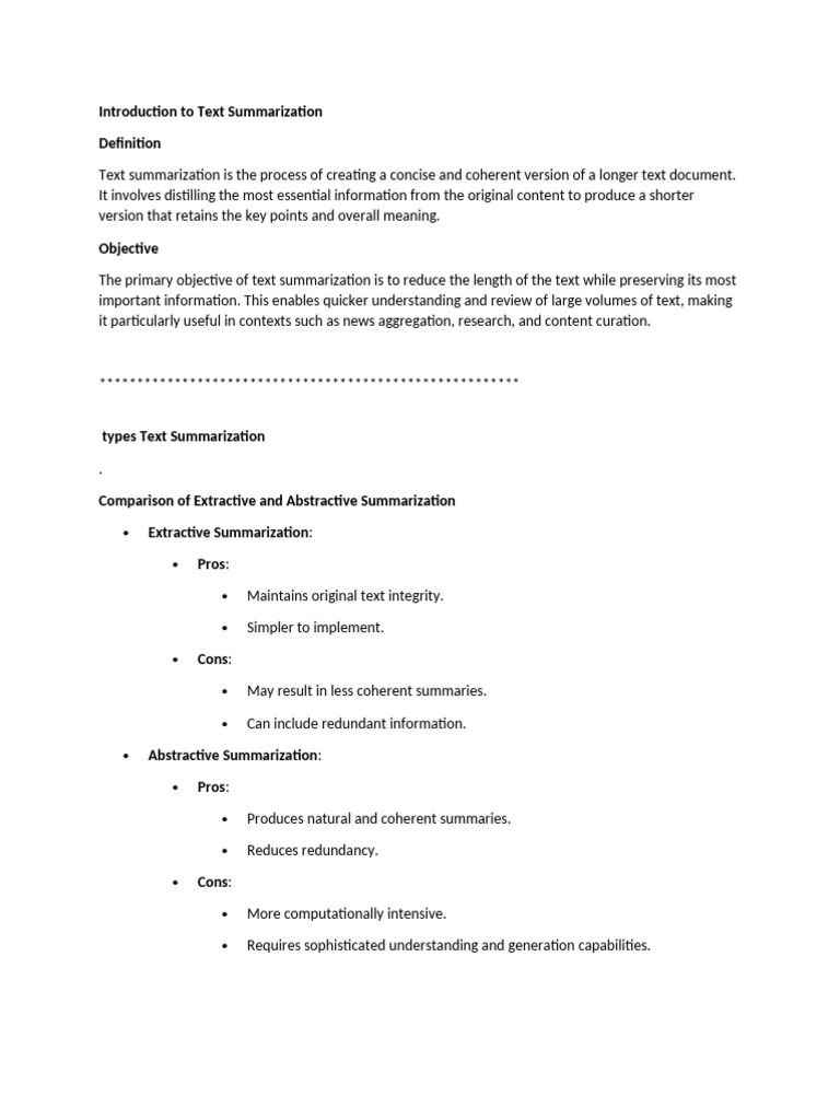 Introduction To Text Summarization Last Pdf