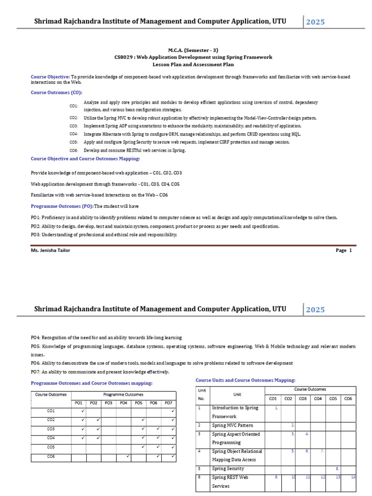 CS8029 - Lessonplan and Assessmentplan | PDF