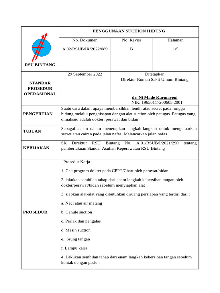 SPO SUCTION HIDUNG | PDF
