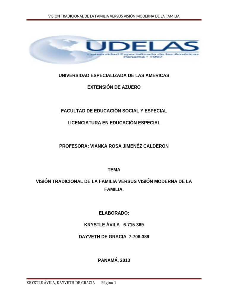 Familia Tradicional vs. Familia Moderna | PDF