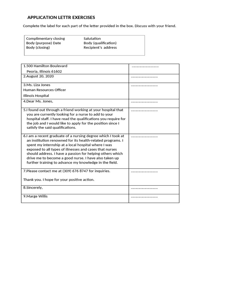 Application Letter and Asking and Offering For Help Excercises | PDF