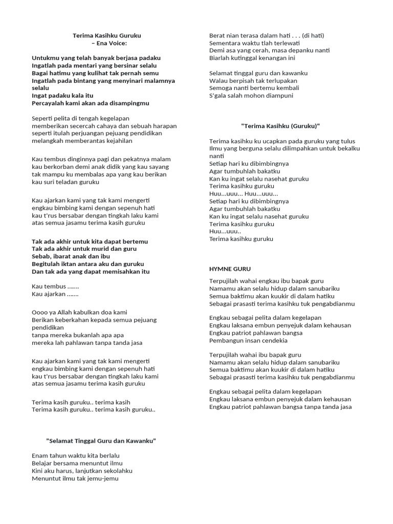 Terima Kasih untuk Guruku | PDF