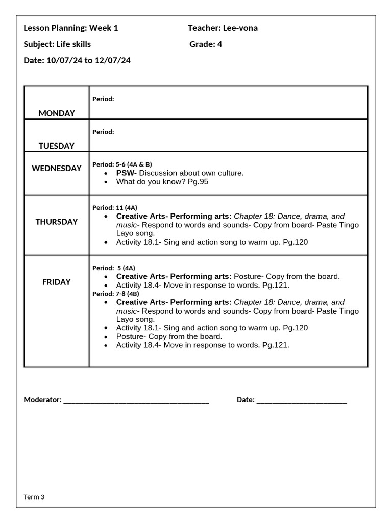 LP Life Skills WEEKLY | PDF