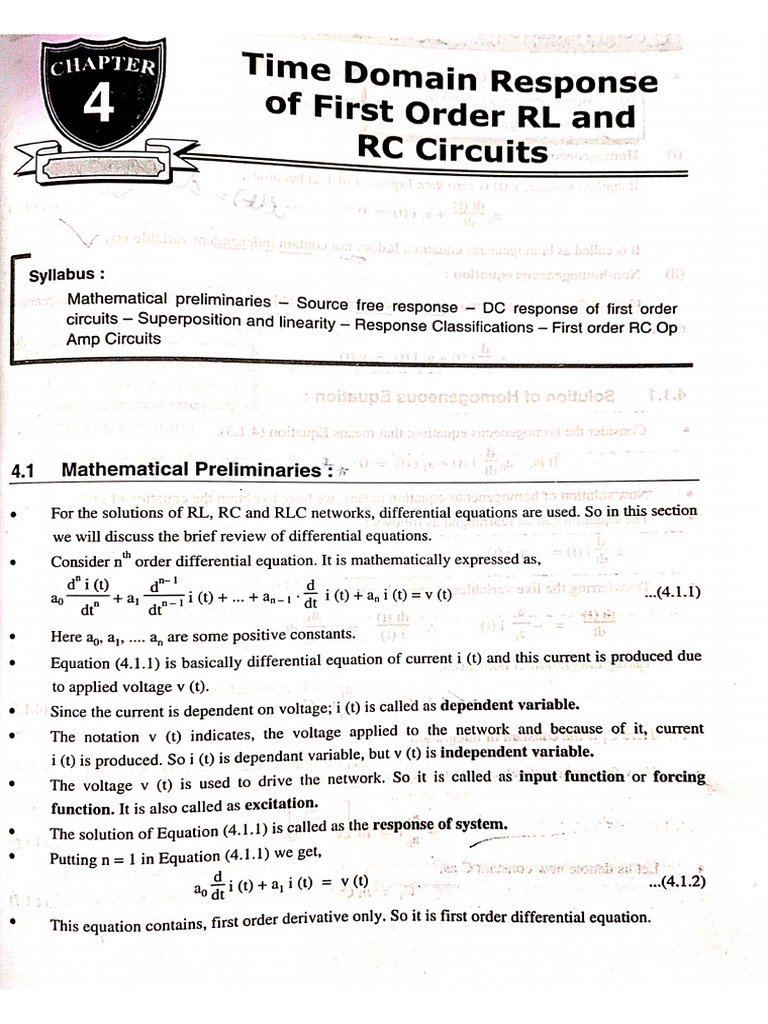 Time Domain Response of First Order RL and RC Circuit | PDF