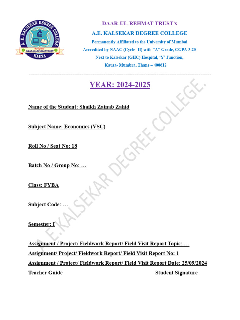 Assignmnet Cover Page VSC | PDF