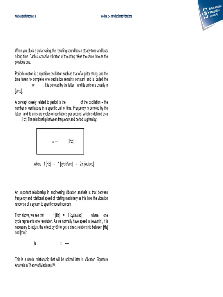 Module 2 - Vibrations - Pages 6-21 (+tutorial 2) | PDF | Oscillation | Frequency