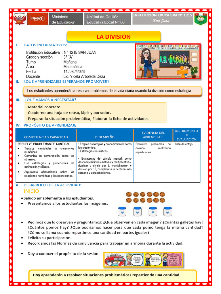 d2 A1 Sesion Mat. La División | PDF d2 A1 Sesion Mat. La División | PDF
