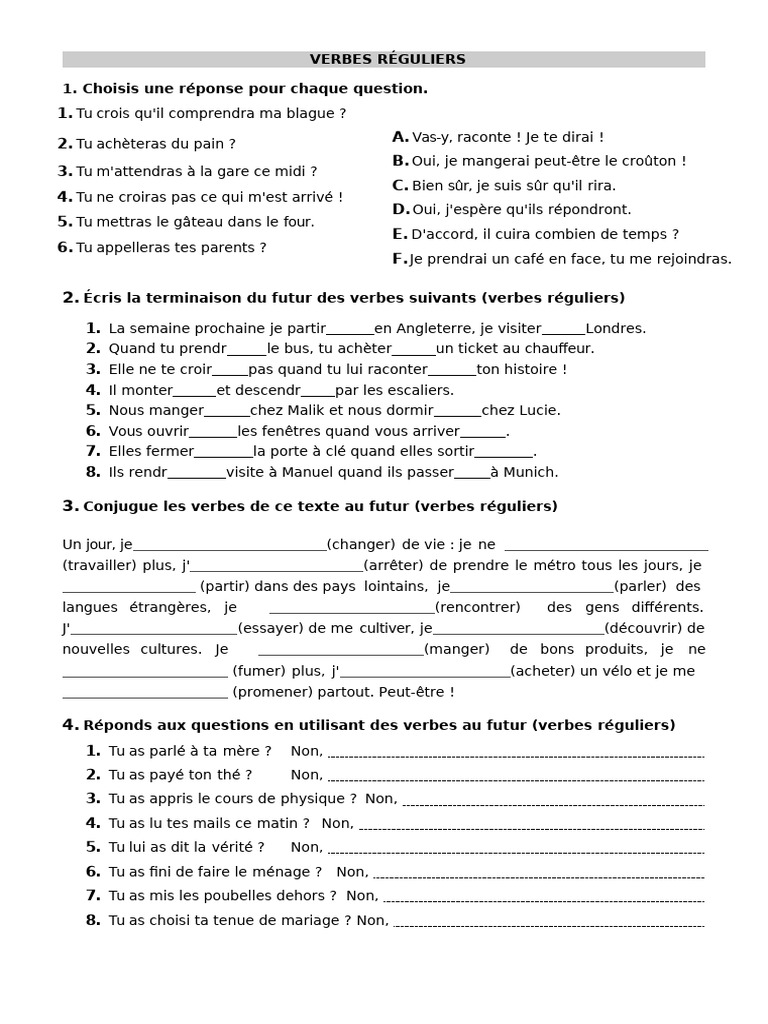 Le Futur Simple-Exercices | PDF