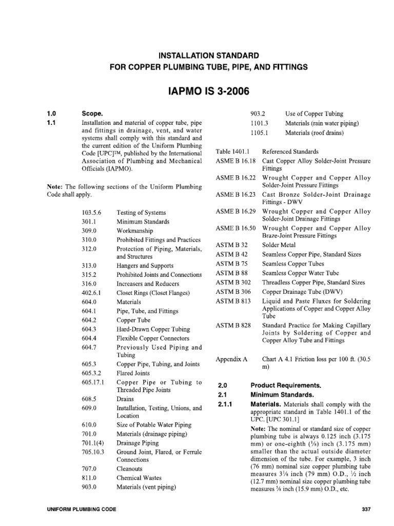 UPC- Installation Standard for Piping | PDF