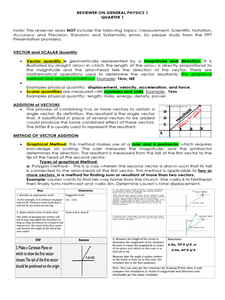 Reviewer On General Physics 1 | PDF | Acceleration | Science & Mathematics