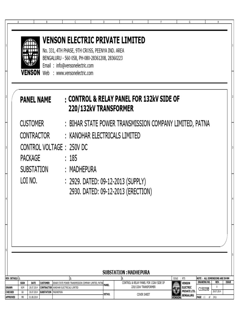 132 33kv Venson Transformer Relay Panel | PDF