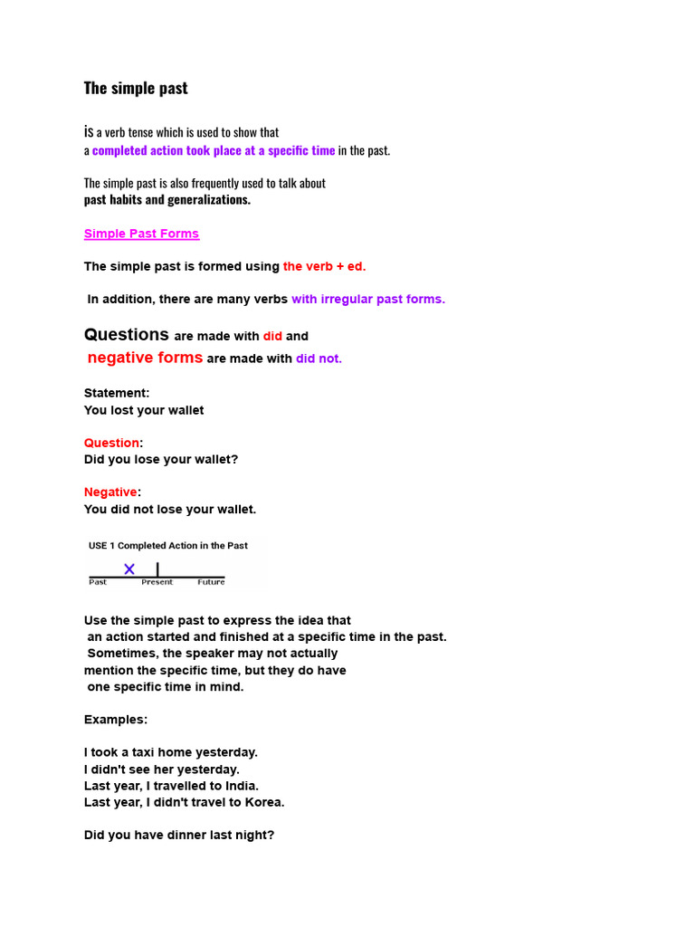 The simple past | PDF