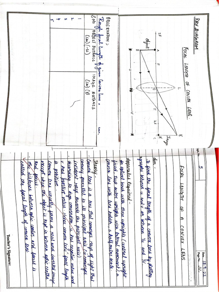 XII - Exp 5-Focal Length of Convex Lens | PDF
