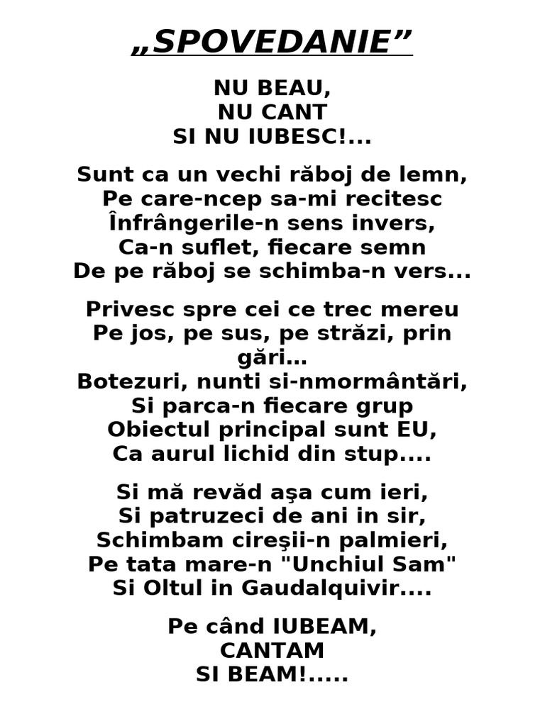Ion Minulescu - Spovedanie | PDF