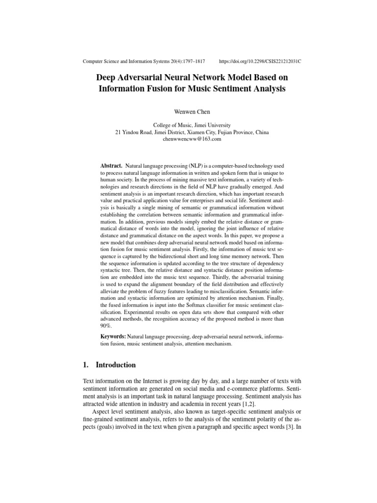 Deep Adversarial Neural Network Model Based On | PDF