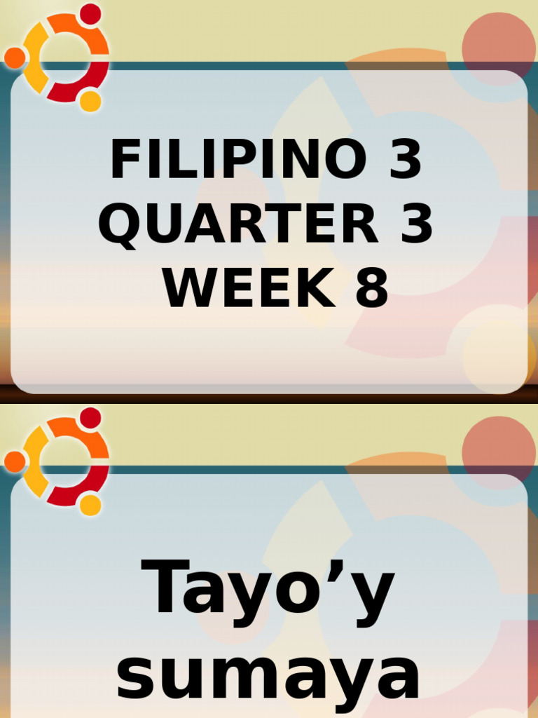Filipino 3 Quarter 3 Week 8 Activities | PDF