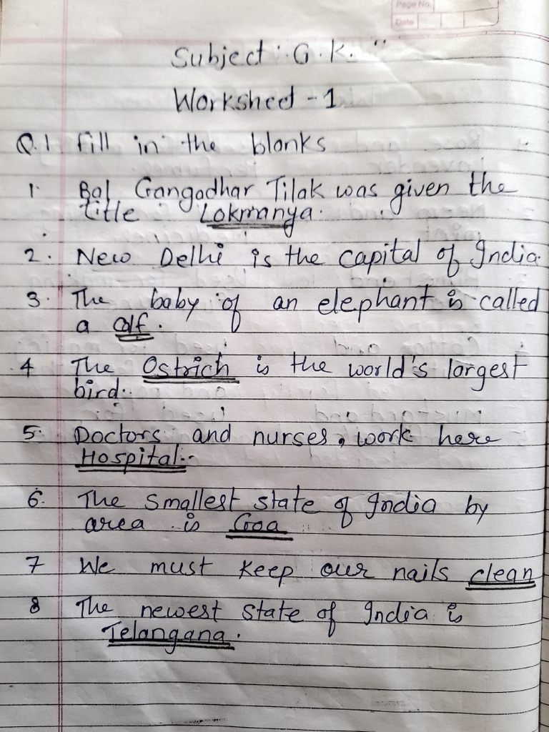 GK Worksheet - 1 and 2 | PDF